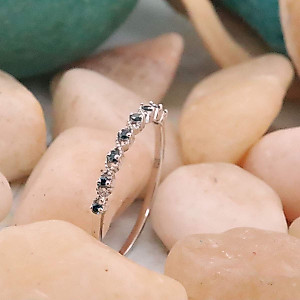 Dazzlingrock Collection 0.08 ctw Round Blue Diamond Wedding Band for Women in 925 Sterling Silver Size 7