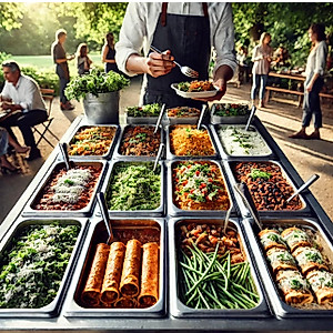 Acero Pro 6 Container Outdoor Steam Table Food Warmer Cart - Bain Marie - 6 Standard 1/3 Pans (12" x 6" x 4") - 30 Quarts Total - Stainless Steel - Propane Powered - Portable for Catering & Events