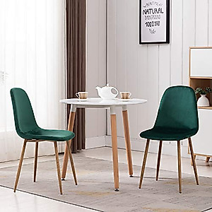 Mid Century Modern Dining Chairs, Flannelette Cover Cushion Seat Chair, Upholstered Short-napped Velvet Side Chair, Accent Chairs with Metal Legs for Kitchen Dining Room Club Guest Set of 4