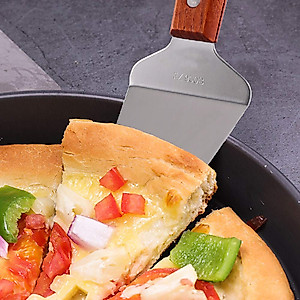Wooden Handle Stainless Steel Pizza Shovel,10 inches DIY Baking Tools, Cake Cooking Shovel, Cheese Shovel，Pie Cake Holder Triangular Spade Server for Cakes Shovel Baking Flipper (10)