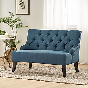 Christopher Knight Home Nicole Fabric Settee, Dark Blue