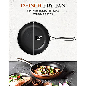 GOTHAM STEEL 12 Inch Non Stick Frying Pans Nonstick Frying Pan, Nonstick Pan, Cooking Pan, Nonstick Skillet, Cooking Pan, Non Stick Pan, Oven Safe Copper Pan for Cooking, Dishwasher Safe