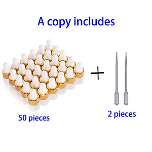 Hauioe 50 Clear glass Dropper Bottle 1/3/5ML Essential Oil dropper Bottle and Measuring Pipette Golden Bottle with Lid Empty tincture Bottle Perfume Cosmetic Travel Liquid Container