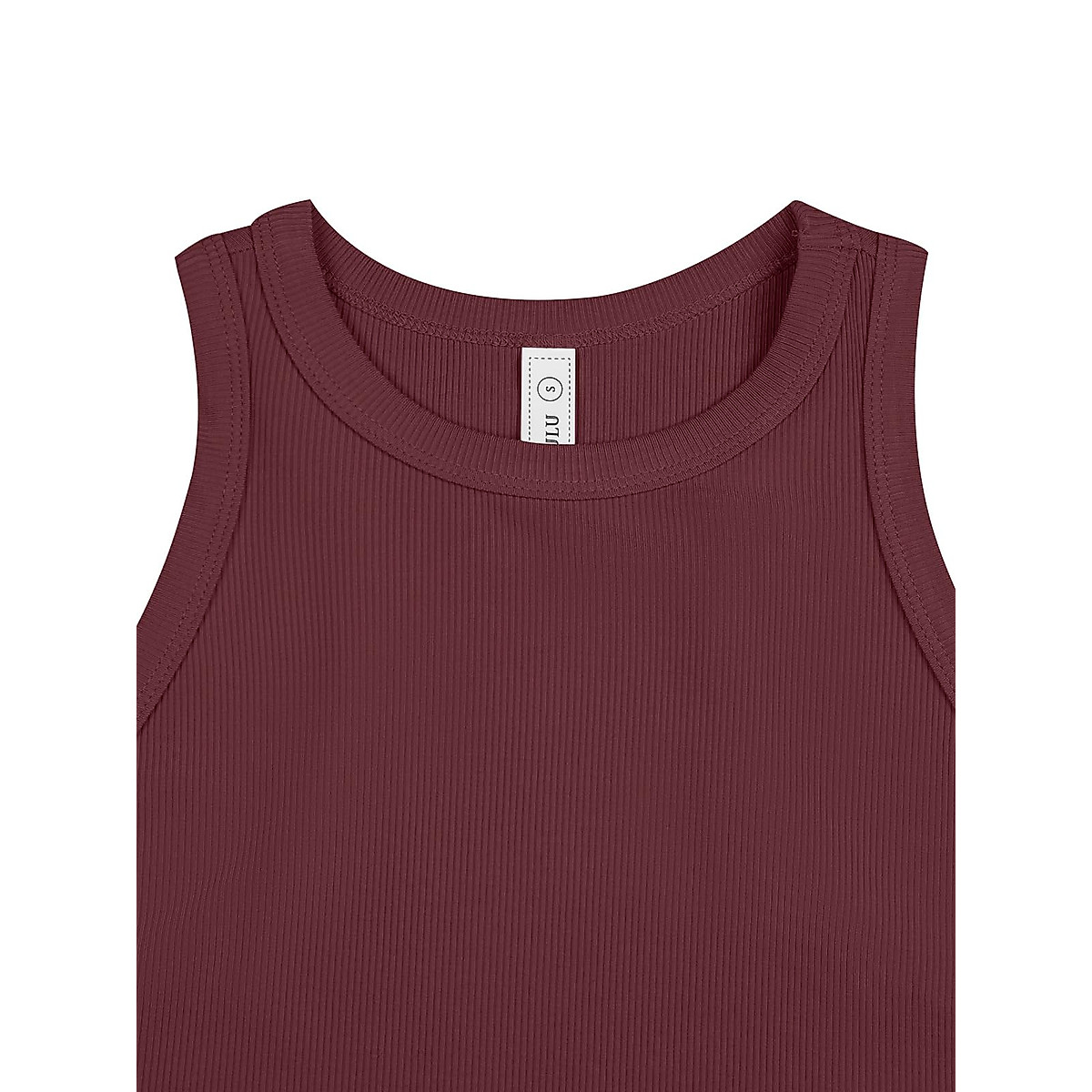 Womens Cute Sleeveless Workout Tops High Neck Muscle Tank Summer Casual Racer Back Cropped Athletic Yoga Tank Tops Exercise Running Shirts Going Out Tops Activewear(Burgundy Small)