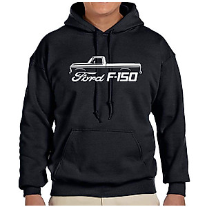 1973-79 Ford F150 Pickup Truck Classic Outline Design Hoodie Sweatshirt 2XL black