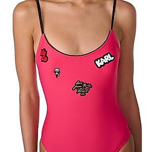 Karl Lagerfeld Paris Women's Standard Swim One Piece, Raspberry, Small