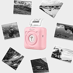 BISOFICE A6 Mini Pocket Printer Wireless BT Thermal Printer Picture Label Memo Receipt Paper Printer + 9 Rolls Color Thermal Paper + 3 Rolls Adhesive Sticker Paper 57 * 30mm