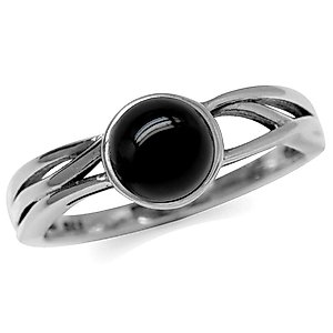 Silvershake 6mm Genuine Round Shape Black Onyx 925 Sterling Silver Solitaire Ring Size 8