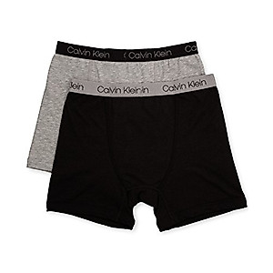 Calvin Klein Boys' Assorted Boxer Briefs (Pack of 2), New Black/Heather Gray, Extra-Small (4/5)