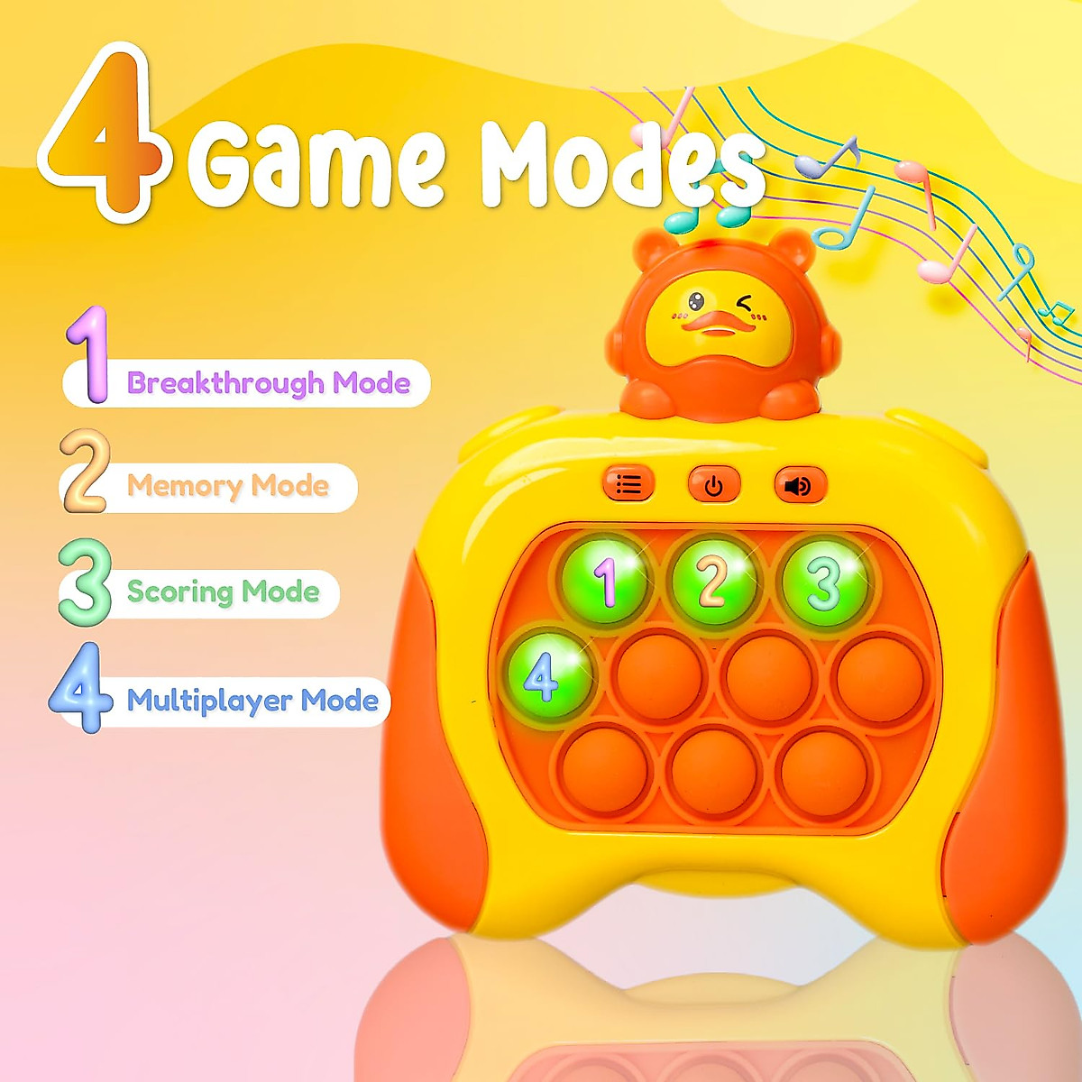 Marlo & Buzz Quick Push Toy with Popit Game Controller, Pop Fidget Animal with LED Electronic Popper - Improve Kids Reaction Speed and Reflexes, Fast Bubble Light Toy, Pocket Game