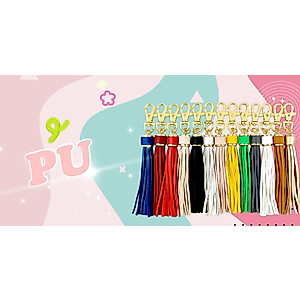 PAMIR TONG 5.9'' 15pcs PU Leather Tassel for Purse With Golden Metal Caps Lobster Swivel Keychain Tassels For Handbag Phone Car Key Jewelry DIY Crafts Jewelry Making GD189