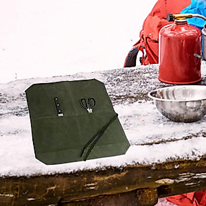 Knives Holder Roll Bag | Waxed Canvas Knifes Cultery Carrier,Knifes Roll, Chef Knifes Roll Case with 7 Slots Home Kitchen Cooking Tools, and Utensils Wrap Bag Wallet Huugy