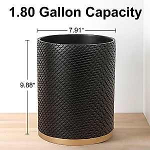 Allure Home Creation Amal Resin Wastebasket Black with Brushed Gold Finish