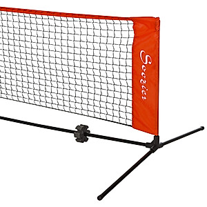 Soozier 10ft Portable Soccer Tennis/Pickleball/Badminton/Mini Tennis Net w/Sideline for Training with Included Storage Bag, Red