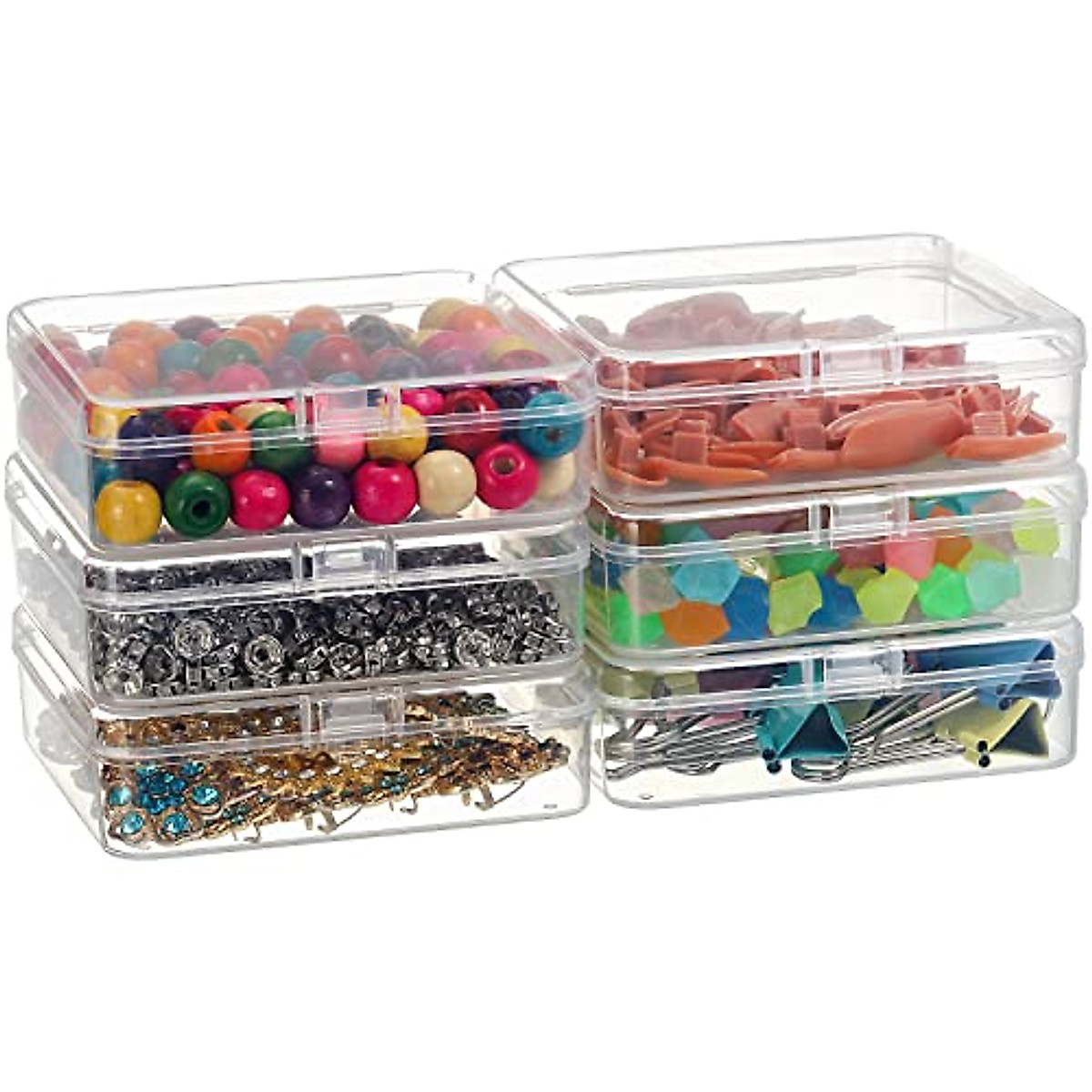 Kingrol 30 Pack Mini Clear Plastic Storage Containers with Lids, 3.75 x 3.75 x 1.1 Inch Empty Hinged Boxes for Beads, Jewelry, Tools, Craft Supplies, Flossers, Fishing