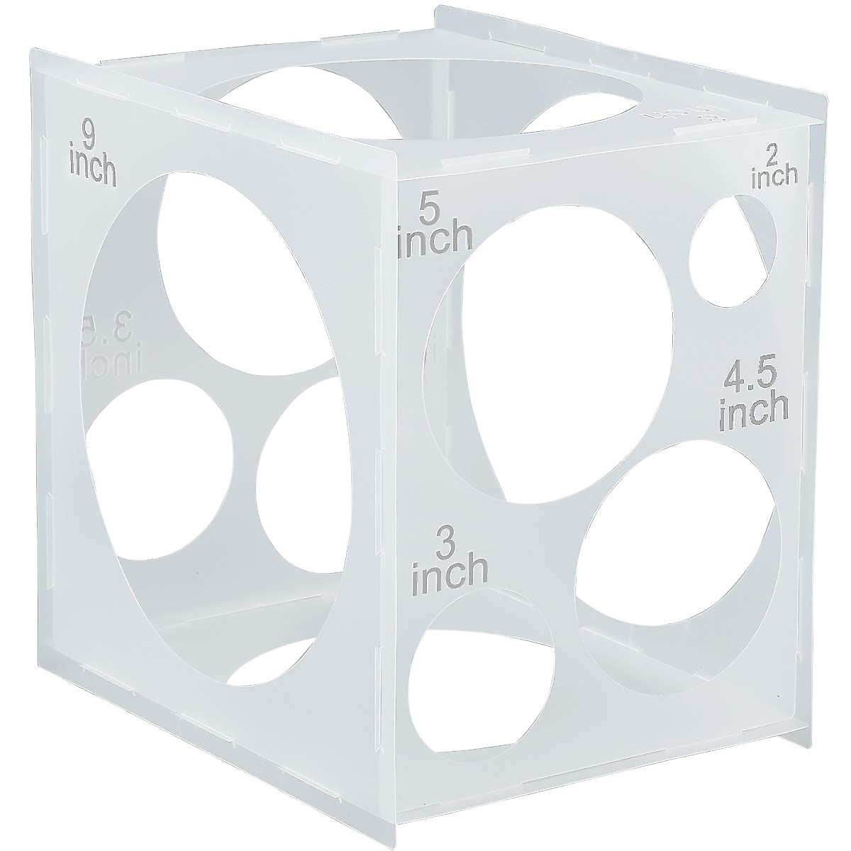 Worown 11 Holes Collapsible Plastic Balloon Sizer Box Cube, Balloon Size Measurement Tool for Balloon Decorations, Balloon Arches, Balloon Columns (2-10 Inch)