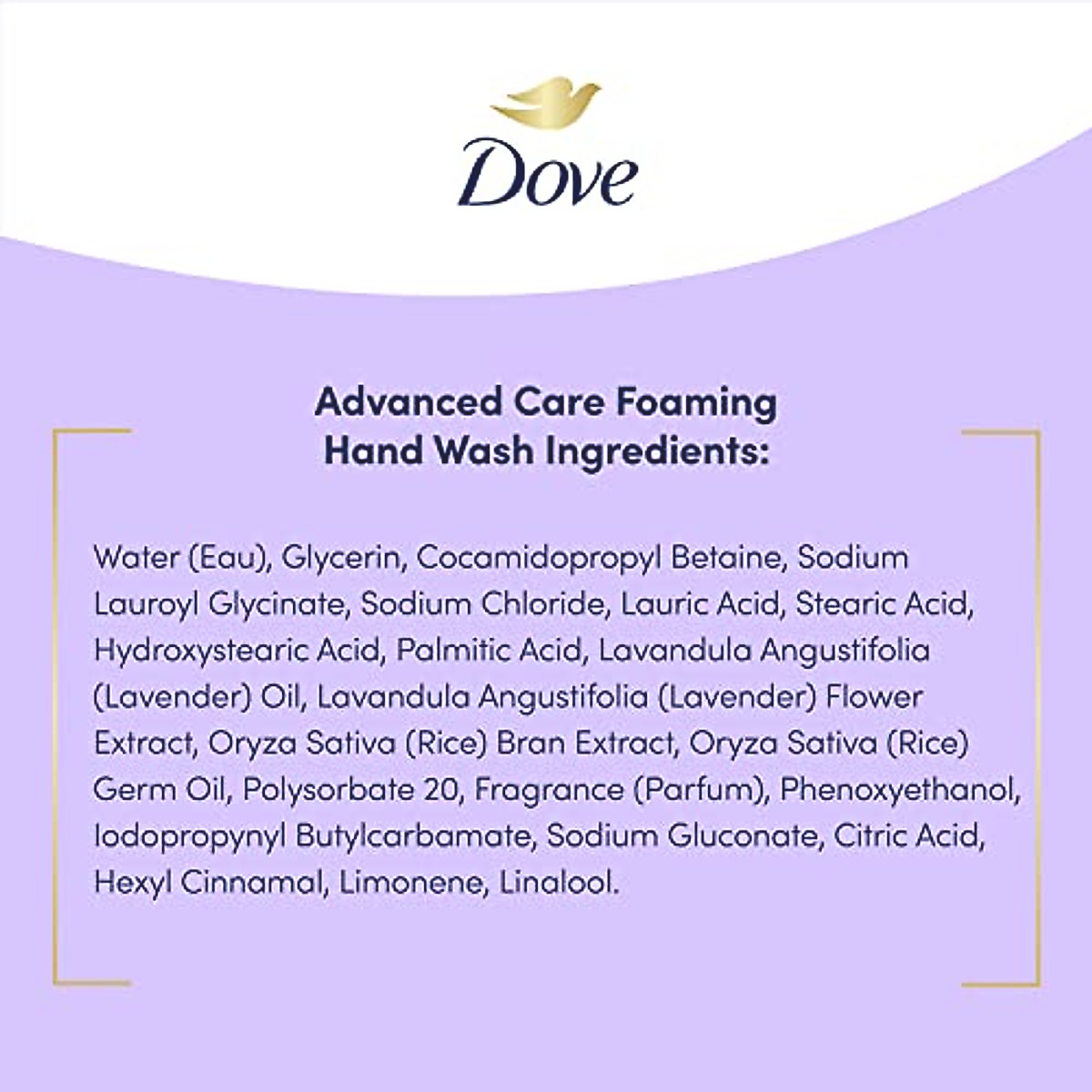 Dove Foaming Hand Wash Lavender & Rice Milk Pack of 4 Protects Skin from Dryness, More Moisturizers than the Leading Ordinary Hand Soap, 10.1 oz