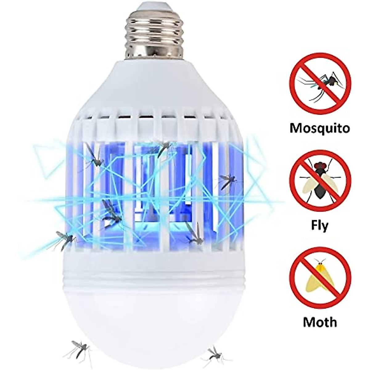 Bug Zapper Light Bulb 2 in 1 Mosquito Killer Lamp LED Electronic Insect & Fly Killer Indoor & Outdoor Insect Zapper insect traps, Fly Zapper Safe & Non-Toxic Silent & Effortless Operation pest control