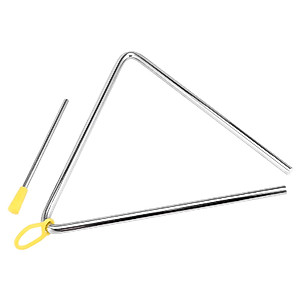 SINJEUN 10 Pack Musical Steel Triangle, 4, 5, 6, 7, 8 Inches Triangle Musical Instrument with Striker and Finger Holder, Triangle Hand Percussion Instrument for Music Learning and Teaching