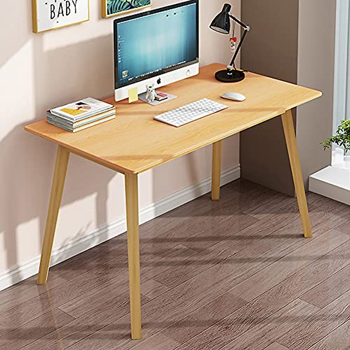 IOTXY Simple Wooden Writing Desk - Freestanding Modern PC Laptop ...