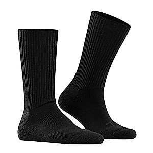 FALKE Unisex Walkie Ergo Socks, Crew Length, Thick Sole, Hiking Sock, Breathable, Moisture-Wicking, Merino Wool, Black (Black 3000), 12.5-13.5, 1 Pair