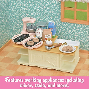 Calico Critters Kitchen Island - Toy Dollhouse Furniture and Accesories Set - Enhance Your Dollhouse with a Functional and Interactive Cooking Center