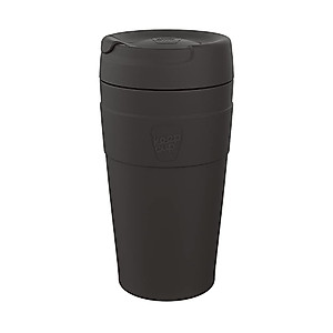 KeepCup Traveller Reusable Travel Mug - Vacuum Insulated Cup with Leakproof Sipper Lid | 16oz/454ml - Black