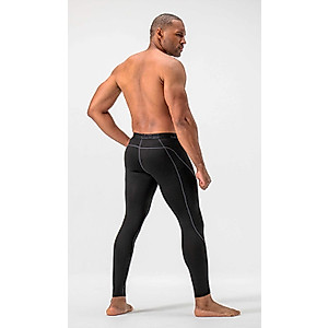 DEVOPS Men's Thermal Compression Pants, Athletic Leggings Base Layer Bottoms (2 Pack) (Large, Black/Black)