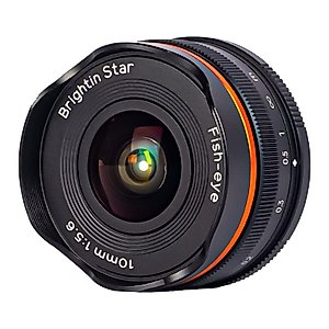 Brightin Star 10mm F5.6 Fisheye Manual Focus Prime Lens for Canon EOS-M Mount Mirrorless Cameras, APS-C Ultra-Wide Angle Fixed Lens, Fit for M6, M50, M5, M3, M200, M10, M100, M, M2 (Black)