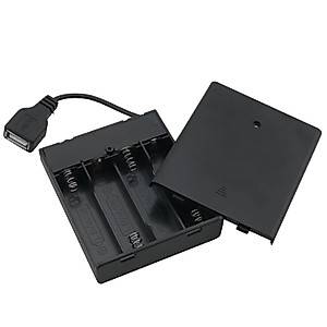 MTQY AA Battery Holder 2PCS 4 AA 6V Multi-Function Battery Storage Case Box with Cover,On/Off Switch and USB Cable