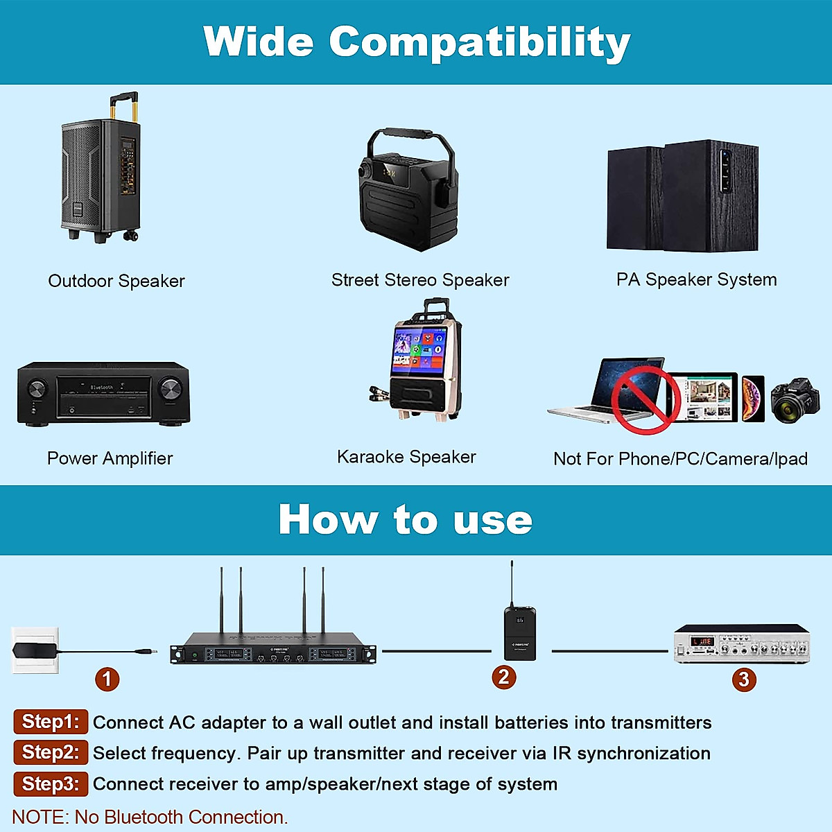 Phenyx Pro 4 Channel Wireless Microphone System PTU-7000B with Handheld Microphone PWH-7