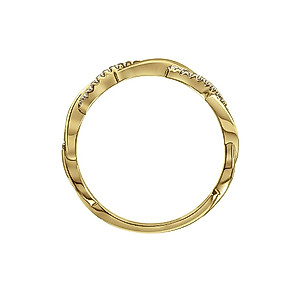 Twisted Vine Rope Diamond Accent Wedding Band or Anniversary Ring in 18k Yellow Gold Vermeil 0.07 Cttw (I-J Color, I3 Clarity), Size 8, by Brilliant Expressions