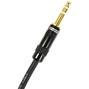Audio2000's C26006P2 Microphone Cable (2-Pack), Copper Shield Balanced Cable, 1/4" TRS Right Angle to TRS Connector, 6 Feet Length, Gold Platted Connector, Flexible Ultra Soft Rubber Jacket