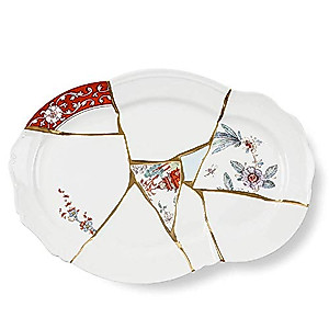 Seletti Kintsugi Tray in Porcelain and 24 Carat Gold