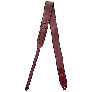 PRS Guitars Premium Leather 2" Strap Embroidered Birds, Burgundy (ACC-3167)