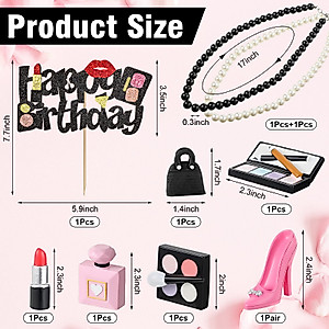 10 Pcs Makeup Cake Topper Cosmetics Birthday Makeup Cake Decorations 3D Resin Bridal Shower Cake Topper Lipstick Perfume Eye Shadow Blush Spa Theme Party Supplies for Girls Women Makeup Birthday Party