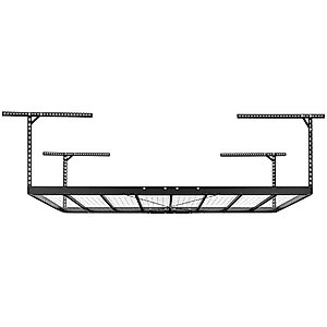 NewAge Products 4 ft. x 8 ft. VersaRac Pro Adjustable Overhead Garage Storage Rack, Heavy Duty Steel Garage Storage Organization, Ceiling Storage Racks, 800lbs Weight Capacity, (Black), 41200