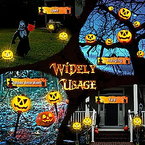 8 Pack Halloween Pumpkin Stake Lights 15.6 ft Halloween Decorations Pumpkin Stake Lantern 3D Lighted Pumpkin String with 8 LED Waterproof Battery for Garden Lawn Yard Tree Outdoor Halloween Decor