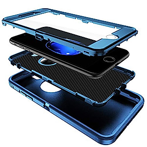 RegSun for iPhone 8 Plus,iPhone 7 Plus Case,Built-in Screen Protector, Shockproof 3-Layer Full Body Protection Rugged Heavy Duty High Impact Hard Cover Case for iPhone 8+/7+ 5.5 inch,Blue