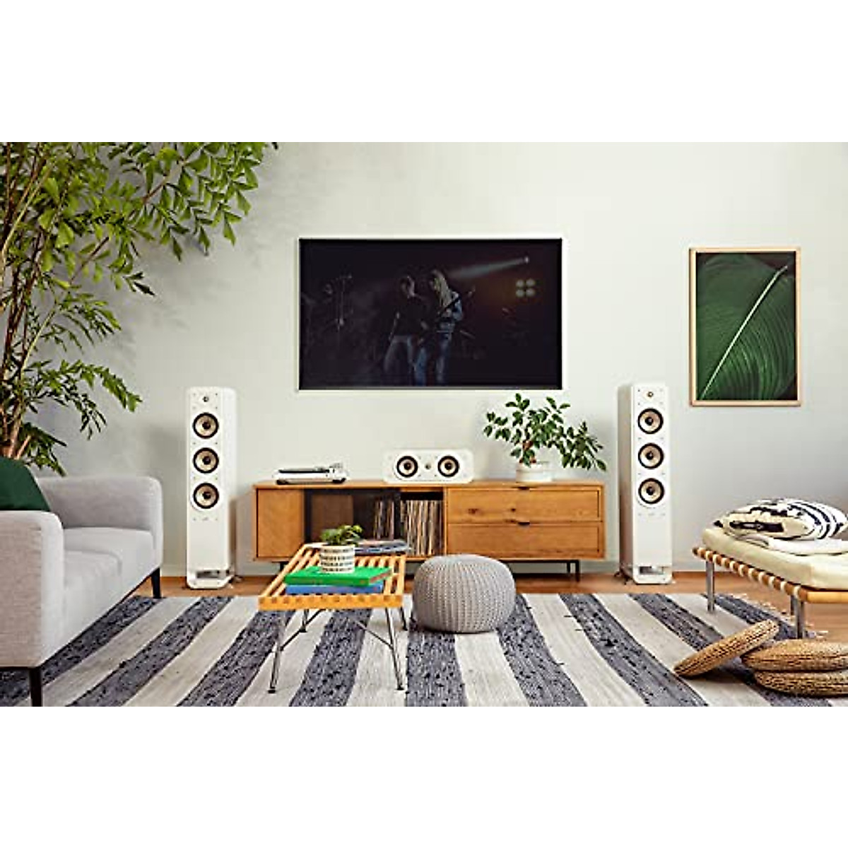 Polk Signature Elite ES30 Center Channel Speaker - Hi-Res Audio Certified, Dolby Atmos & DTS:X Compatible, 1" Tweeter & Two 5.25" Woofers, Dual Power Port for Effortless Bass, Elegant White-Washed
