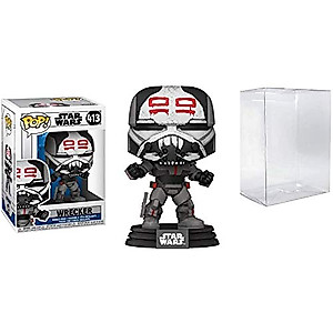 POP Star Wars: Clone Wars - Wrecker Funko Vinyl Figure (Bundled with Compatible Box Protector Case), Multicolor, 3.75 inches