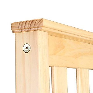 Max & Lily Twin Bed, Wood Bed Frame with Headboard For Kids, Slatted, Natural