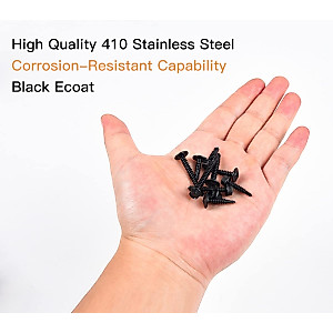 350PCS Self Tapping Screws Assortment, Black #8 Self Tapping Screws for Metal & Plastic with 410 Stainless Steel, Hex Washer Head & Phillips Round Head Self-Tapping Screws for Building & Repair