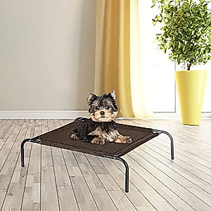 HAITRAL Elevated Pet Bed - Breathable Raised Cot Bed for Small Cats & Dogs - Indoor or Outdoor Summer Cooling Perch for Kitty & Puppy 27 x 21 x 7 Inches Brown