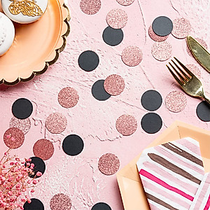 Rose Gold Glitter and Black Confetti Table Decoration for Valentine's Day Bachelor Birthday Engagement Theme Party,1.2 inch in Diameter,200 Counts