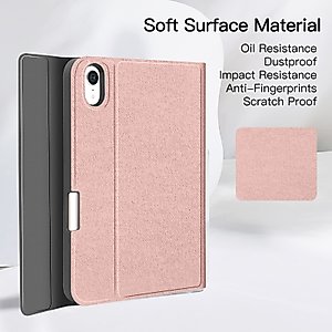 PIMOFEE iPad mini 6 case with keyboard 2021 8.3"- Backlit Keyboard Case Thin Slim Smart with Detachable Wireless Backlit Keyboard with Pencil Holder for iPad Mini 6th Generation 8.3" 2021,Rose Gold