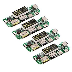MakerFocus 4pcs 186 50 Charging Board Dual USB 5V 2.4A Mobile Power Bank Module 186 50 Lithium Battery Charger Board with Overcharge Overdischarge Short Circuit Protection DIY USB Power Bank Board