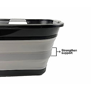 SAMMART 30L (8 gallon) Set of 2 Collapsible Plastic Laundry Basket - Foldable Pop Up Storage Container/Organizer - Portable Washing Tub - Water capacity: 24L (6.3 gallon) (Alloy Grey + Crystal Blue)