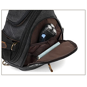 Canvas Sling Bag Crossbody Backpack Over Shoulder Daypack Casual Cross Chest Side Pack Outdoor Cycling Hiking Travel (Green)