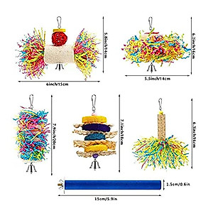 Growtail Bird Parrots Shredding Toys 6Pcs Parakeet Colorful Bamboo Hanging Toys Bird Foraging Toys for Small Bird, Parakeets, Cockatiels, Conures, Budgie, Lovebirds, Hummingbird, Finches